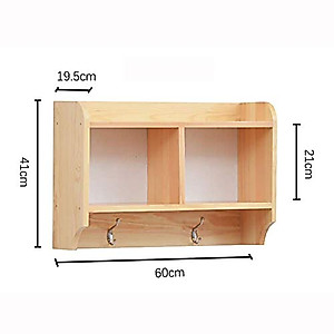 PIBM Stylish Simplicity Shelf Wall Mounted Floating Rack Shelves Storage Shelves Wooden Bookshelf Solid Hook up Bedroom Bearing Strong,2 Sizes,2/3 Grid, Wood , 90x19.5x41cm