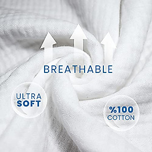 CM SHEEPCOTTON Turkish Muslin Burp Cloths0 Cotton 7 Pack Large 4 Layers Extra Absorbent Soft and Breathable Pre-Washed Feston Stitch Vacuum Packed