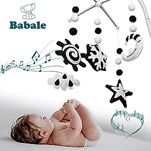 Babale | Montessori-Inspired Baby Mobile for Crib - Stimulating Black & White Design for Newborn Engagement - Perfect Baby Crib Mobile for Boys & Girls - Enhances Visual Development