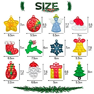 24 PCS Christmas Mini Pop Keychain Fidget Toy, Mini Push Pop Bubble Fidget Sensory Toy Keychains, Christmas Pop Fidget Toys, and Decorations for Kids Party Favors Decors