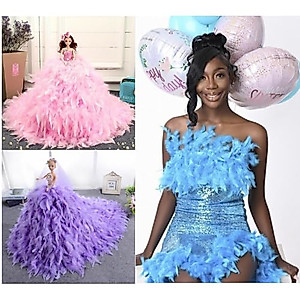 Sowder Turkey Feathers Trim Fringe for Party Wedding Dress Sewing Crafts Costumes Decoration Pack of 2 Yards (White)