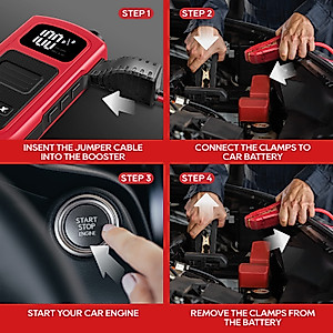 ECOMAX ECA80 Jump Starter, Car Battery Jump Starter, 1500A Peak 15000mAh Portable Car Jump Starter Battery Pack (7L Gas/5L Diesel) with USB/Type-C Quick Charging, LCD Display and LED Light