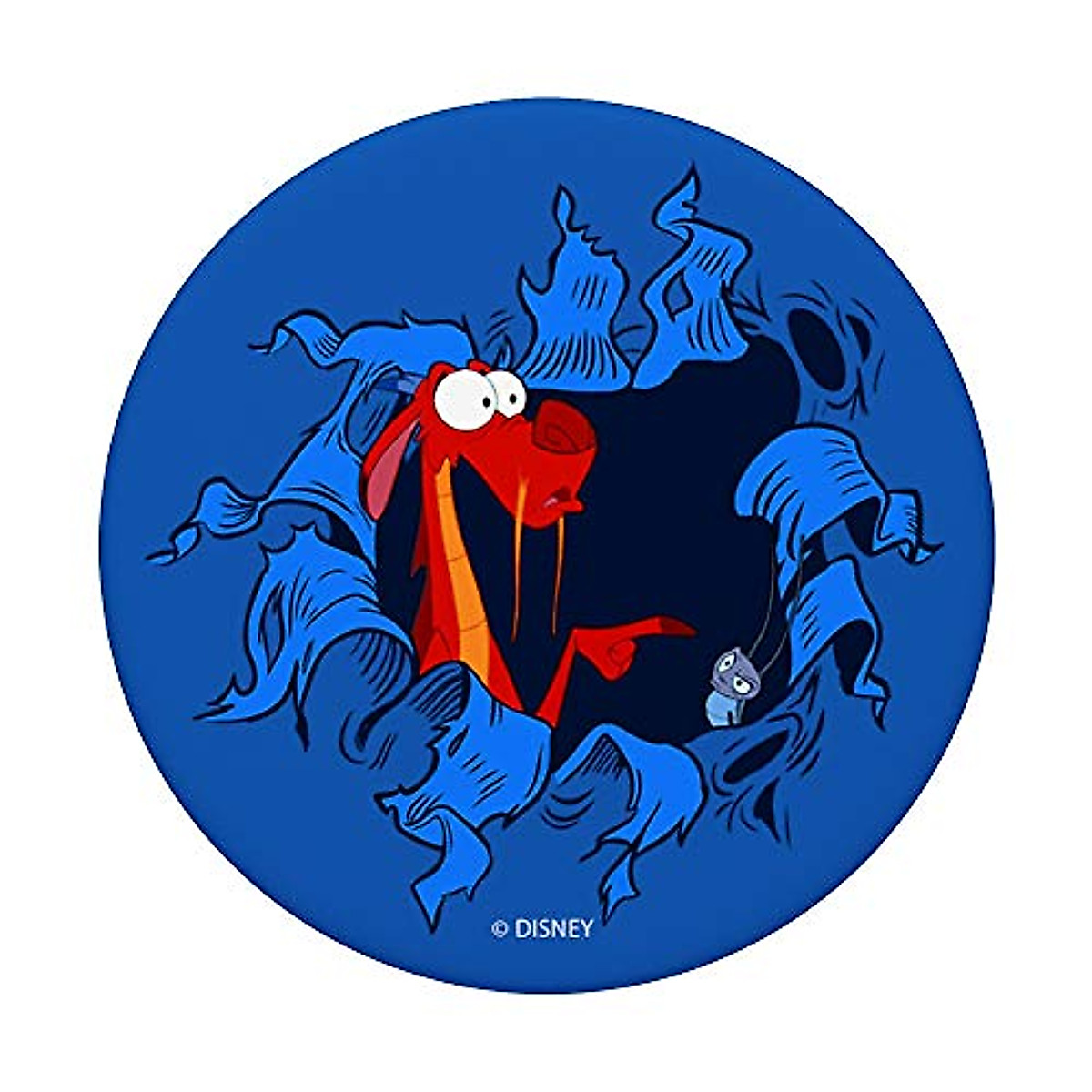 Disney Mulan Mushu & Cri-Kee Popping Out Of Hole PopSockets PopGrip: Swappable Grip for Phones & Tablets