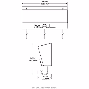 LIBERTY MAILHLD-WSN-R Classic Mail Holder with 3 Hooks, 10"