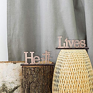 2 Pieces Easter Religious He Lives Table Top Decoration Easter Wooden Table Sign Easter Jesus Cross Inspirational Ornament Rustic Tabletop Decoration for Easter Party Holidays