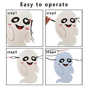 Comelodiant 2 Pack White Halloween Hanging Ghost Banner Halloween Ghost Garland for Haunted Houses Halloween Party Indoor Outdoor Decorations Home Mantel Decorations