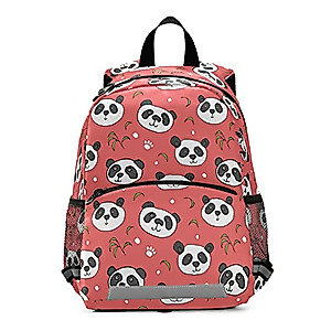 ALAZA Cute Panda Animals Doodle Paw Print Kids Toddler Backpack Purse for Girls Boys Kindergarten Preschool School Bag w/ Chest Clip Leash Reflective Strip