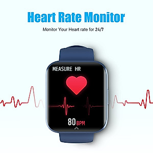 Joombonpia Smart Watch for Android Phones iPhone Compatible 1.71''Touch Screen Fitness Tracker with Heart Rate Blood Oxygen Sleep Monitor IP68 Waterproof Smart Watches for Men(Blue)