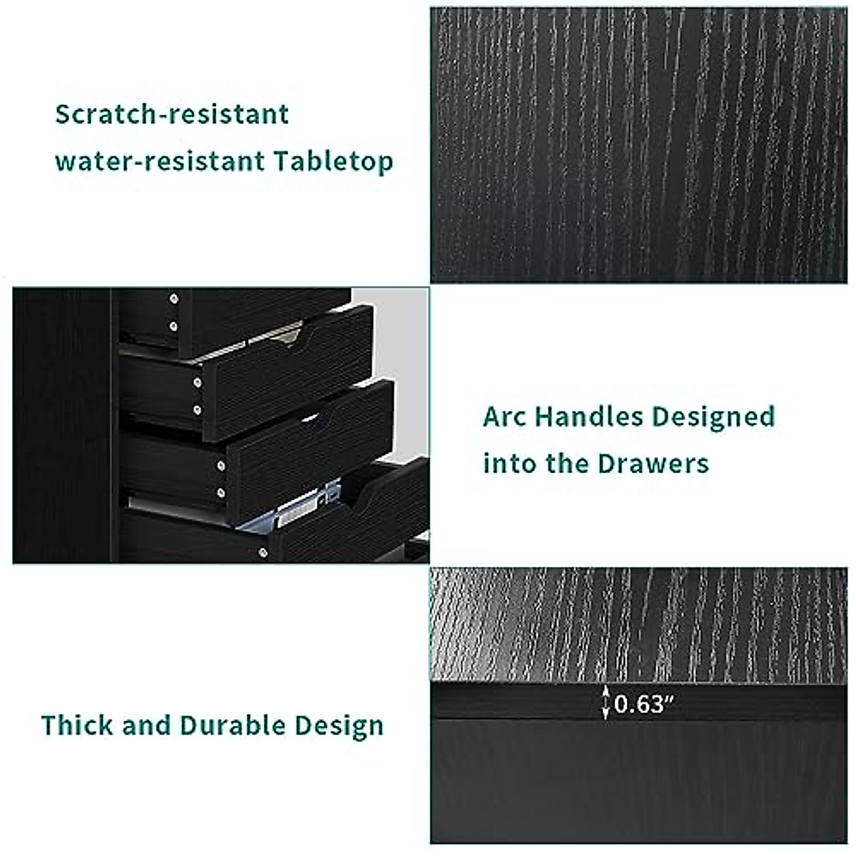 YITAHOME 7 Drawer Chest, Mobile File Cabinet with Wheels, Home Office Storage Dresser Cabinet, Black