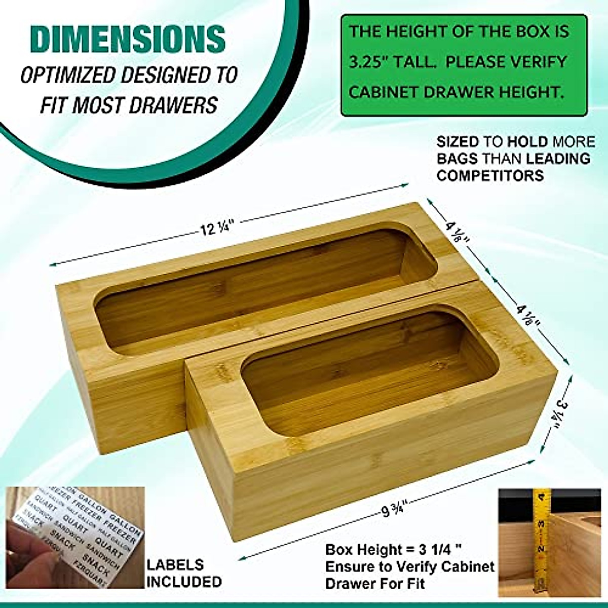 PandPal Food Storage Bag Holder, Compatible with Ziploc, Ziplock, Up & Up, Hefty, Glad, Kroger, Great Value & More, Food Bag Organizer Compatible with Gallon, Quart, Sandwich, Snack Bag Sizes, (2 Boxes)