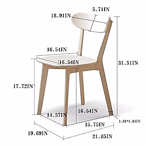 Grewood 100% Solid Oak Wood Dining Chairs,Mid Century Modern Dining Chairs with Rounded Backrest,Kitchen,Dining Room Chairs Set of 1/2/4 (1, White Color)