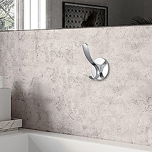 Jastt Towel Hook No Screw Self Adhesive Bathroom Robe Hook Door 304 Stainless Steel Rack Coat Hooks No Drill Clothes Hook for Kitchen Bath Hooks Wall Mount with Glue Morden Shower Hook 2 Packs Silver