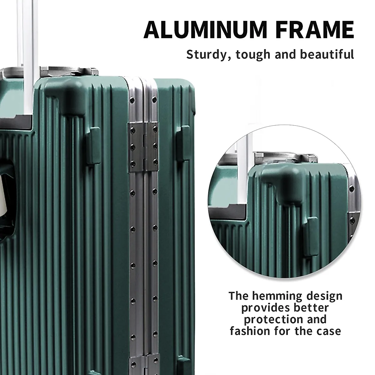 DwanNuts Carry On Luggage with Cup Holder and Usb Port, Aluminum Frame, Front Compartment, TSA Lock, 22x14x9 Airline Approved Hardside Suitcase with Spinner Wheels(Dark Green, 20-lnch)