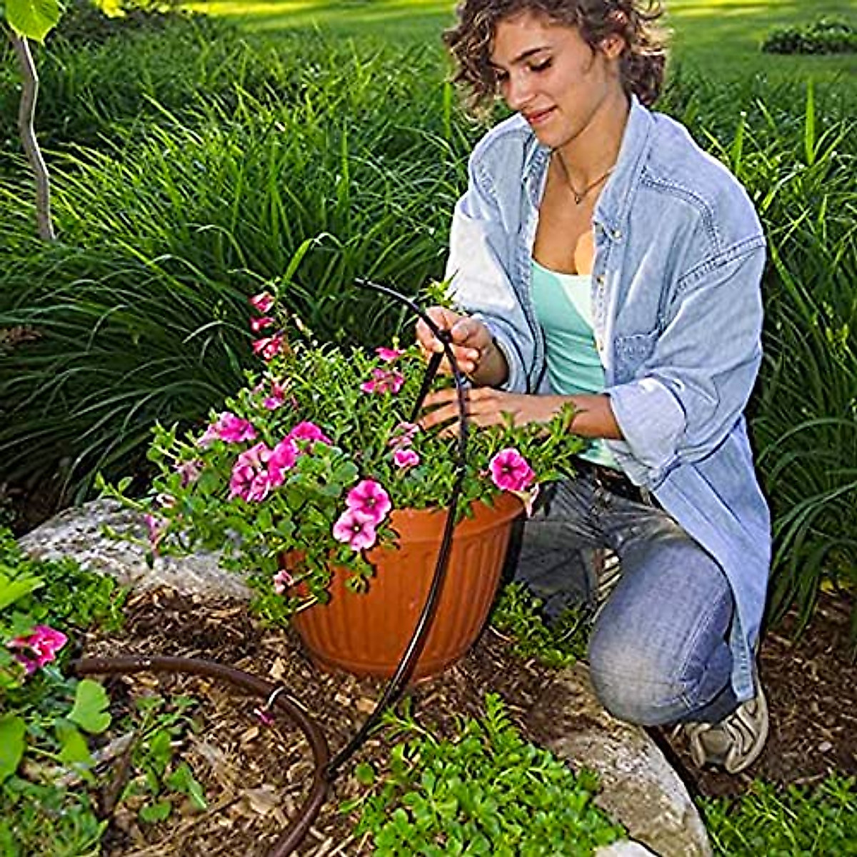 Hourleey 50 Feet Blank Distribution Tubing Irrigation Drip Hose, 1/4 Inch Drip Line