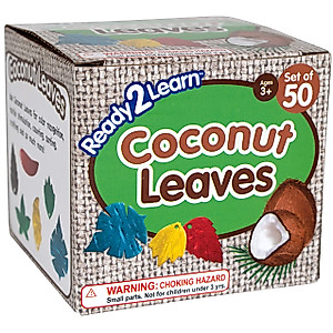 READY 2 LEARN-CE10008 Coconut Leaves - Set of 50 - 6 Shapes - 5 Colors - Natural, Hand Made Counters for Kids - Use for Crafts, Counting and Sorting