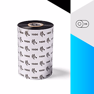 Zebra Standard Black Wax Ribbon for Industrial Thermal Transfer Printers 4.33 in Wide 1476 ft Long 1 in Core 6 Rolls 10031729SP