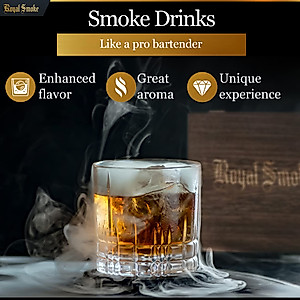 Royal Smoke Cocktail Smoker Kit - 4 Flavors Wood Chips - Bourbon, Whiskey Smoker Infuser Kit, Old Fashioned Drink Smoker Kit, Birthday Bourbon Whiskey Gifts for Men, Dad, Husband (Without Butane)