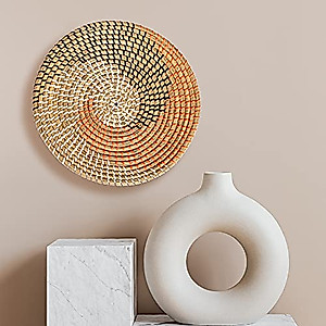 Rattan Wall Baskets Woven Basket Wall Decor - Wall Wicker Basket Decor Boho Basket Bowls Wall Decor - Round Seagrass Baskets Farmhouse Home Decor(Set of 3)