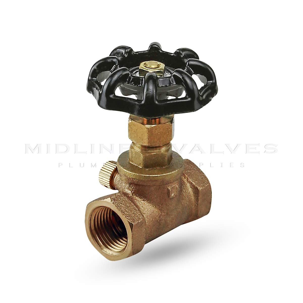 Midline Valve 632U256 Stop Valve with Drain, No Lead 3/4 in. FIP Connections, Brass