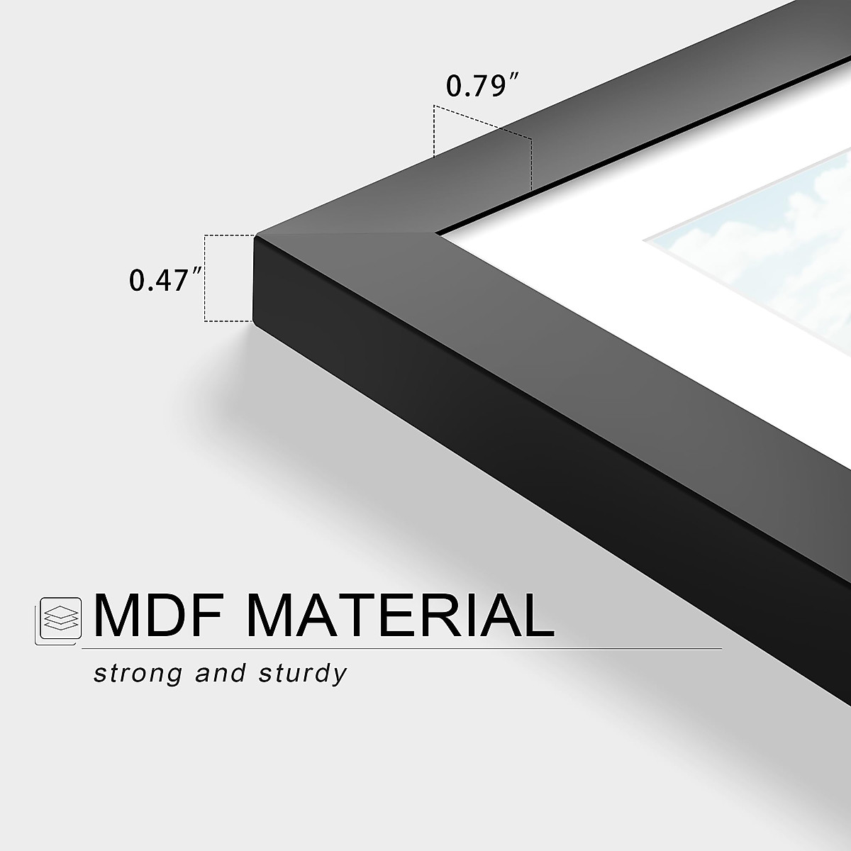 Picrit 8.5x11 Picture Frame Set of 12, Display 6x8 with Mat or 8.5 x 11 Without Mat, Photo Frames for Wall Mounting or Table Top Display, Black.