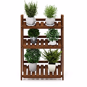 Furinno FG18452 Tioman Hardwood Patio Furniture Outdoor 3-Tier Flower Rack, Natural