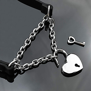 Alona Magic Goth Choker Necklaces for Women, Black Choker and Heart Padlock Day Collar with Key, Black PU Leather Choker Collar for Women