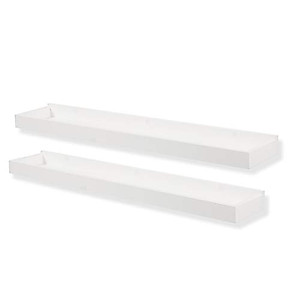 Wallniture Philly Nursery Bookshelf - Floating Book Shelves for Kids Room - 31 Inch Picture Ledge Book Tray Toy Storage Display White Set of 2
