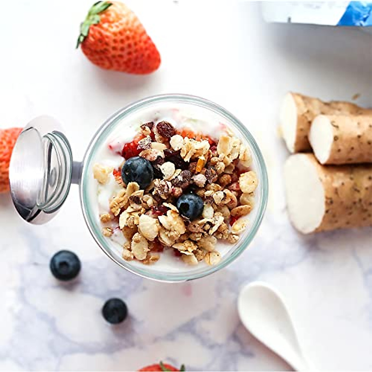 Overnight Oats Containers with Lids and Spoon 2Pack 20OZ Overnight Oat Jars with Measurement Marks Larger Glass Airtight Oatmeal Container Wide Mouth Mason Jars for Meal Prep Chia Yogurt Salad Cereal