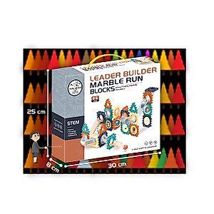 Leader Builder Marble Run for Kids Ages 3 and Up - 66 Piece Waffle Blocks & Toddler Marble Run Set - Educational Stem Building Toys with Marbles & Manipulatives for Hands-on Learning