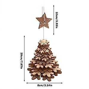 Shan-S Christmas Decor DIY Unfinished Wooden Snowflake Ornaments Snowflakes Tree Hanging Cutouts Wood Slices with Cord Craft Embellishments for Xmas Decorations Supplies, Grey