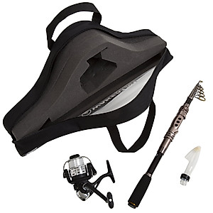 Fishing Rod and Reel Combo, Spinning Reel, Carbon Fiber and Steel Telescopic Pole, Fishing Gear for Lake Fishing, Black - Ultra Series by Wakeman