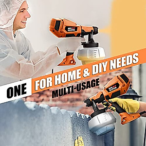 NEU MASTER Paint Sprayer, Electric Spray Paint Gun 1200ML/4 Nozzles/3 Patterns, Easy to Use for Home Interior and Exterior, House, Furniture, Cabinets, Fence, Ceiling (Orange)