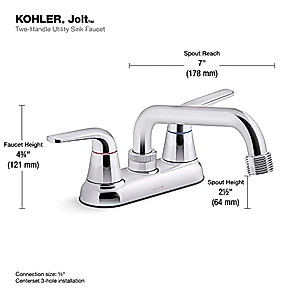 Kohler 30619-CP Jolt Utility Faucet, Polished Chrome