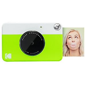 Kodak Printomatic Instant Camera (Green) Gift Bundle + Zink Paper (20 Sheets) + Deluxe Case + 7 Fun Sticker Sets + Twin Tip Markers + Photo Album.