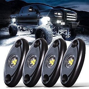 LEDMIRCY LED White Rock Lights 4PCS Super Bright Pure White Rock Lights for Off Road Trucks RZR Boat Car ATV UTV SUV Underglow Neon Lights Underbody Trail TRAI Rig Lights Waterproof Shockproof