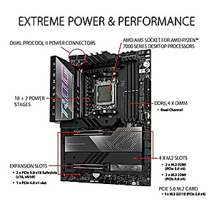 ASUS ROG Crosshair X670E Hero (WiFi 6E) Socket AM5 (LGA 1718) Ryzen 7000 Gaming Motherboard(18+2 Power Stages, PCIe® 5.0, DDR5,5xM.2 Slots,Front-Panel USB 3.2 Gen 2x2, USB4®, Wi-Fi 6E)