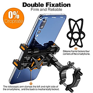 Tiakia Bike Phone Mount - Universal Motorcycle Mount Anti Shake & Anti-Theft, Face & Touch ID Bicycle Phone Holder 360° Rotation for 4.5-7 inches Smartphone