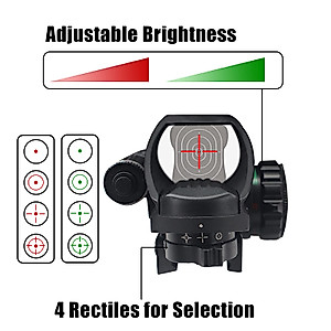 UUQ Tactical Holographic Red Green Reflex Scope Sight 4 Reticles (with Red Laser)