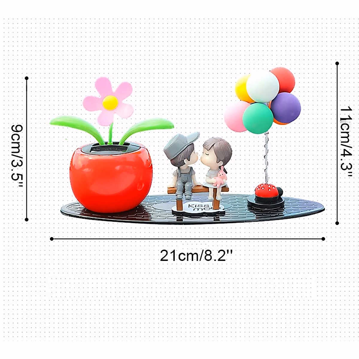 Bela Criacao Solar Dancing Sunflower,Solar Powered Dancing Toys Bobblehead Solar Dancing Flowers Kiss Lover Doll Dashboard Decoration Car Interior Decor Desktop Ornament