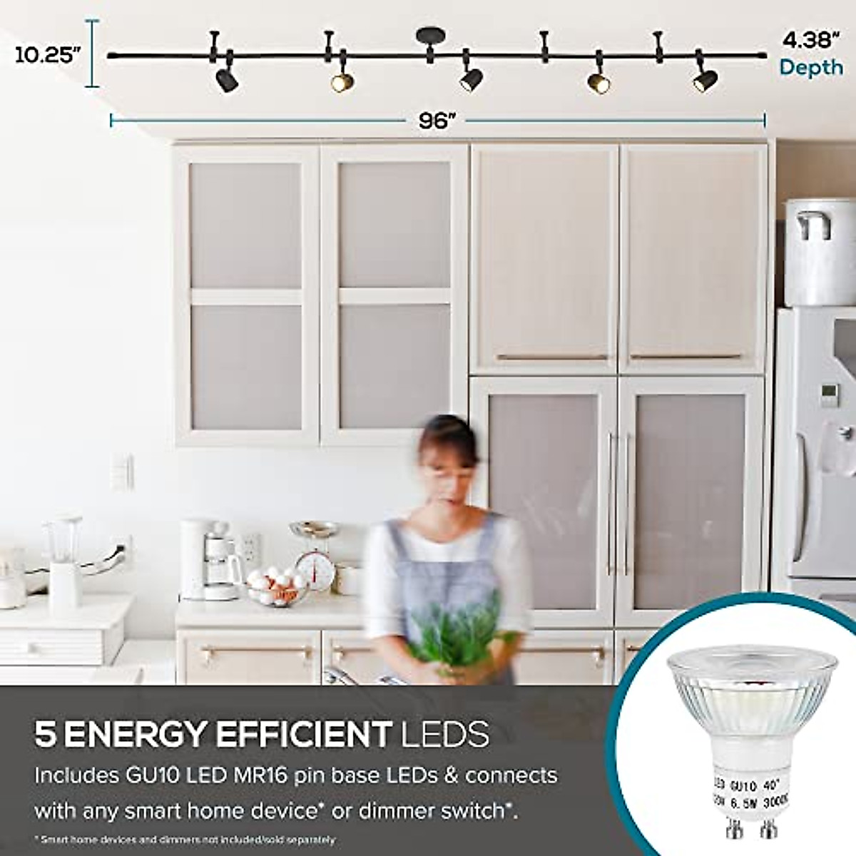 Catalina Lighting 96" Transitional 5-Light Integrated LED Flex Track Ceiling Light, Oil Rubbed Bronze