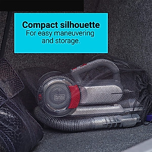 BLACK+DECKER Pivot Vac 12V DC Car Handheld Vacuum, Black (​​BDH1200PVAV)