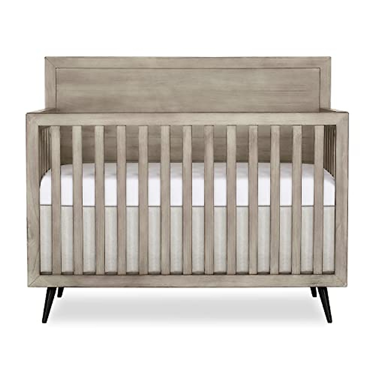 Evolur Stilnovo Mid Century 4-in-1 Convertible Crib in Windsor Oak Grey, Greenguard Gold Certified , 56x30.25x47 Inch (Pack of 1)