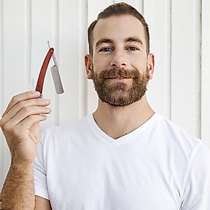 Lurrose Straight Razor- Carbon Steel Straight Edge Barber Razor Professional Mens Straight Razor Kit with Vintage Wood Handle