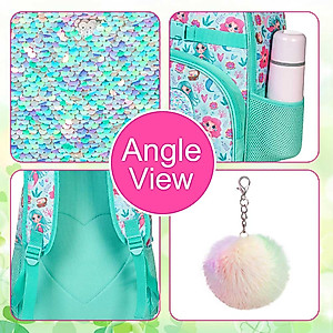 ZLYERT 3PCS Unicorn Backpack for Girls, Kids Bookbag for Preschool Elementary Students, 16" Sequin Backpacks with Lunch Box for Girl - Pink