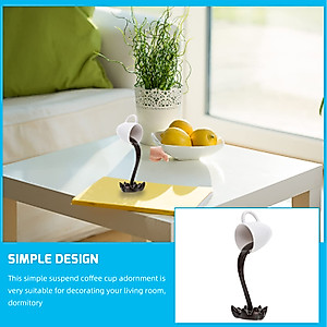 FOMIYES Spilling Coffee Cup Decor Floating Coffee Cup Mug Resin Suspend Coffee Cup Decoration for Office and Home Resin Craft Funny Table Centerpieces Floating Coffee Cup Statue