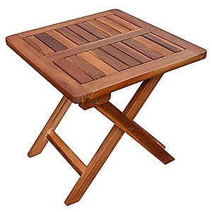 vidaXL Sunlounger and Table Set 3 Piece Solid Acacia Wood Brown Folding Sunbed