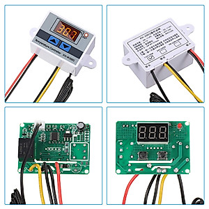 XH-W3001 Digital LED Temperature Controller Module Digital Thermostat Switch with Waterproof Probe Programmable Heating Cooling Electronic Thermostat Range from -50℃ to 110℃ (12V 10A 120W) (2 Pieces)