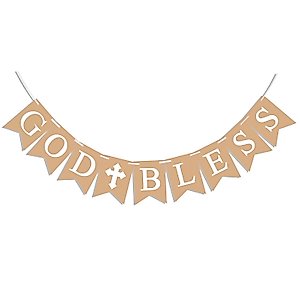 God Bless Banner God Bless Sign First Communion Banner Baptism Banner Baptism Party Supplies for Boys Girls Baptism Decorations Confirmation Decorations Christening Decorations God Bless Decorations