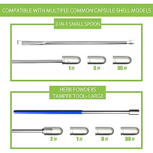 10 PCS Capsule Filling Tool Kit for Pill Filler - Lab Scoops 000# 00# 0# 1# 2# Lab Spoons Tool Suitable for Medication, Supplements, Turmeric Powder Capsules
