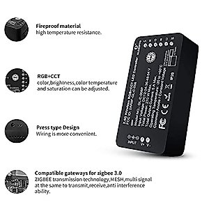 GLEDOPTO Zigbee3.0 RGBCCT LED Strip Controller Pro Alexa Voice/APP/Remote Control 16 Million Colors Changing Tape Light Controller Compatible with Amazon Echo Plus Tuya Smartthings